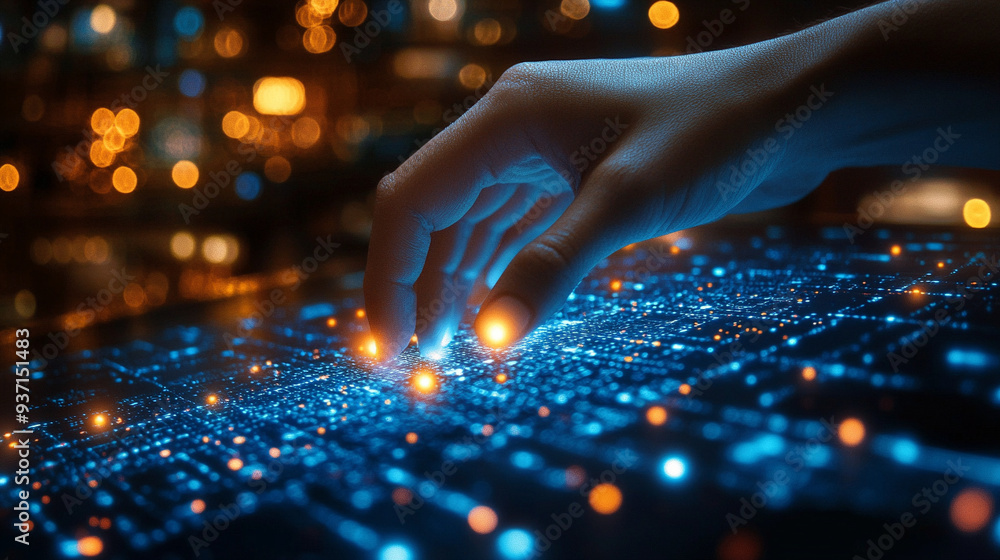 human hand morphing into a digital hand symbolizes the fusion of ...