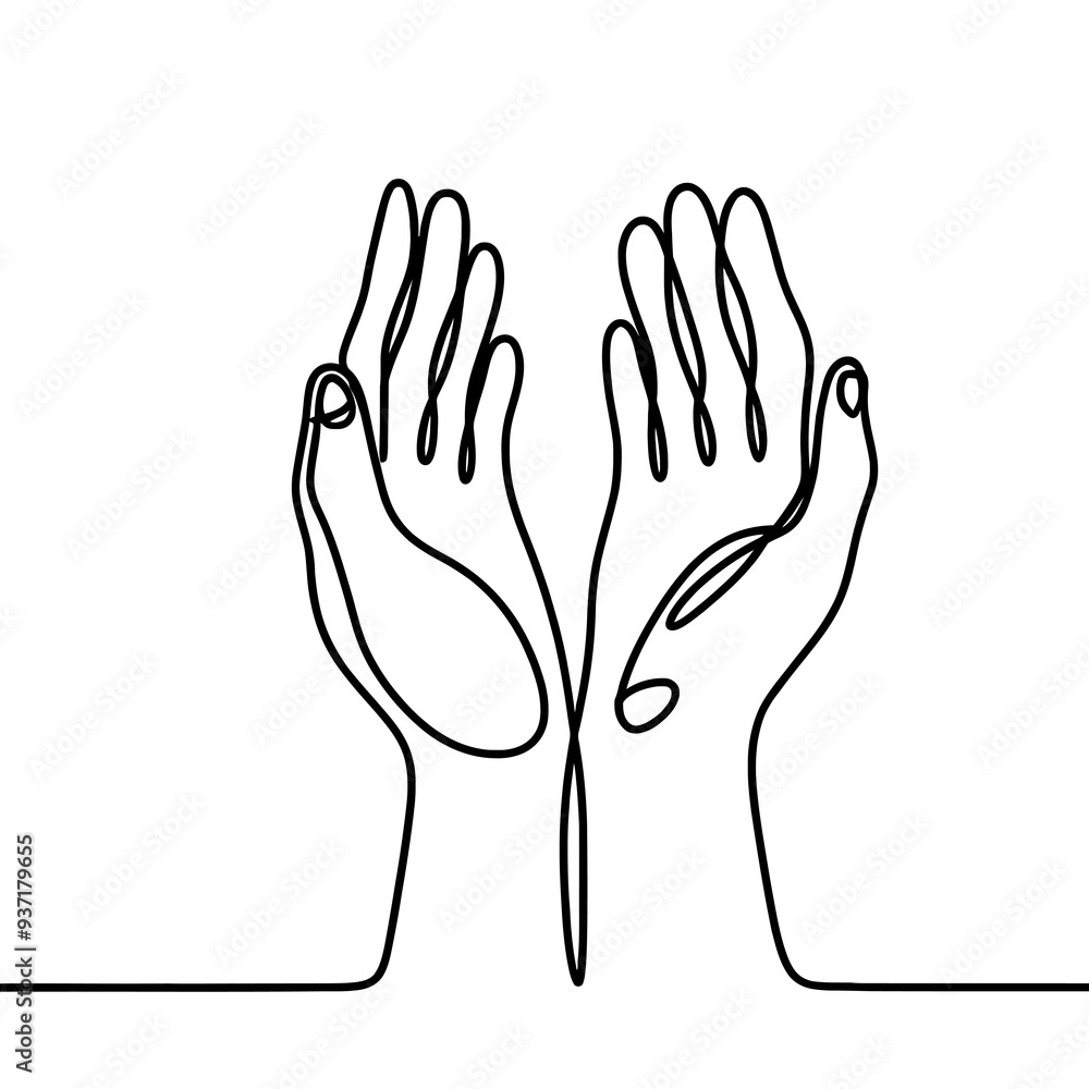 hand praying line art drawing Stock Illustration | Adobe Stock