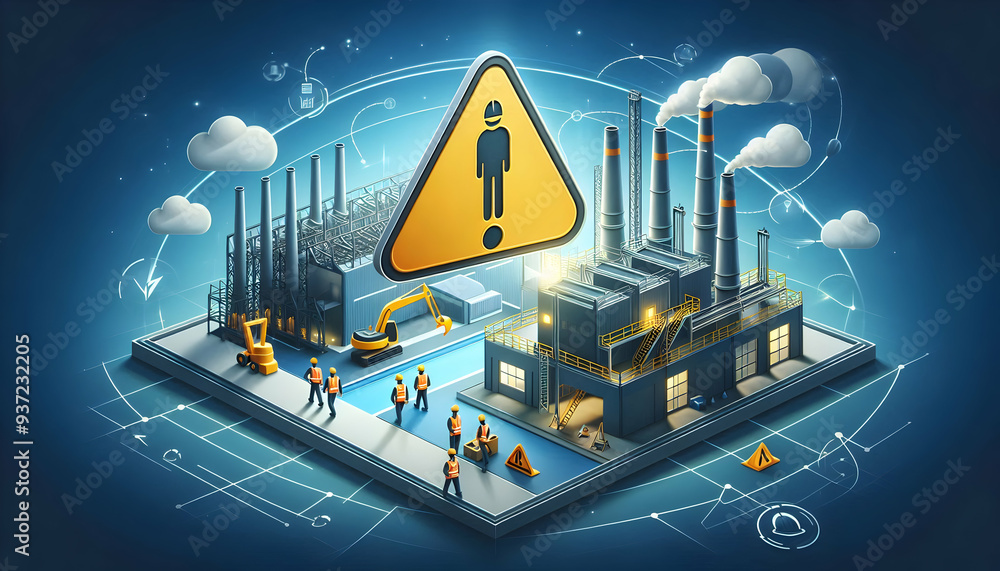Photo Realistic as Safety training icon and factory floor concept as A ...