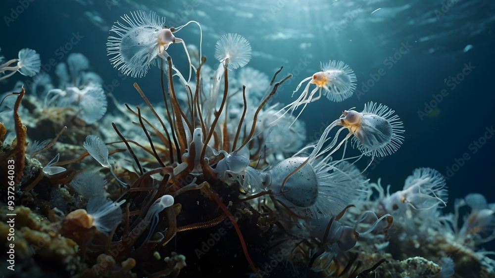 "Explore the microscopic world of the ocean with a stunning rendering ...