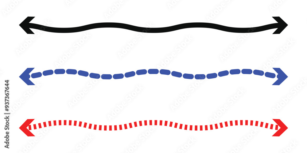 Horizontal long arrow vector. Horizontal dual sided long straight arrow ...