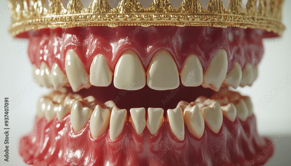 Regal 3D Tooth with Golden Crown: Elegant Dental Health Concept on ...