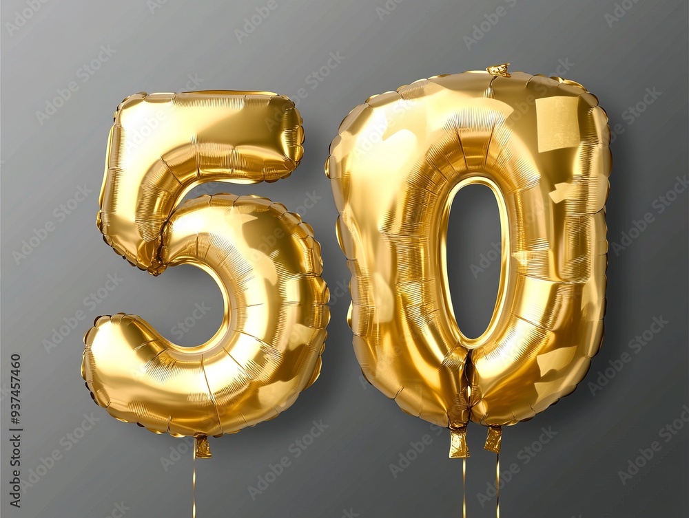 Banner with number 55 golden balloon Highly Detailed on transparent ...