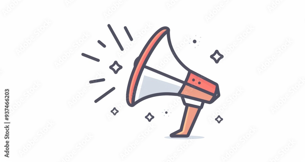 Simple Single-Line Megaphone Clip Art with Bold Outline on Transparent ...