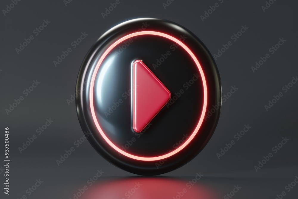 Play and Start Button Icon, a sleek and modern 3D render featuring a ...