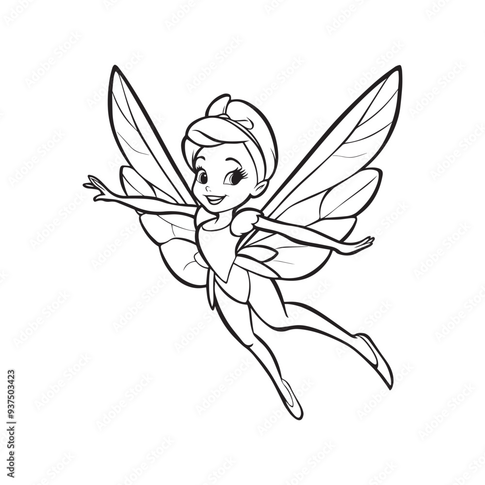 Stock-Vektorgrafik „Tinker Bell Outline Design, Tinkerbell Clipart ...