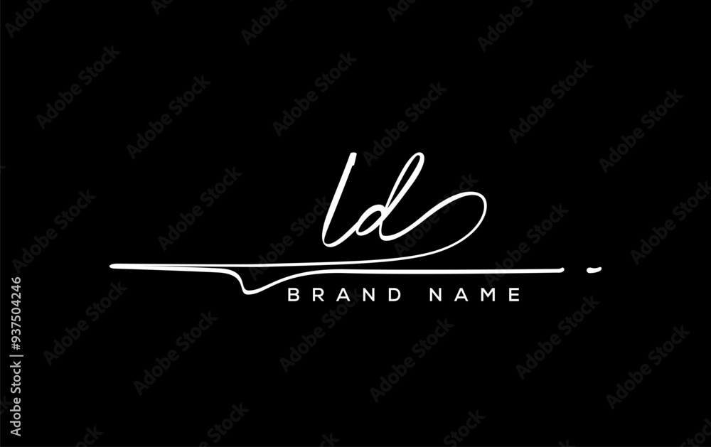 LD letter beauty handwriting vector logo. Stock Vector | Adobe Stock