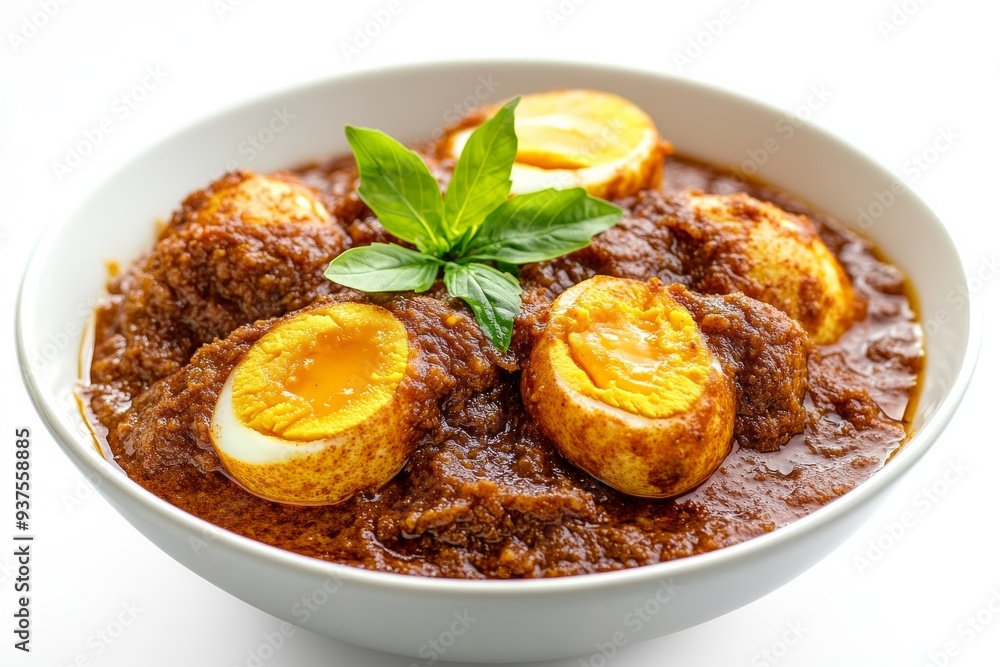 Egg Rendang, A less common variety that uses hard-boiled eggs cooked in ...