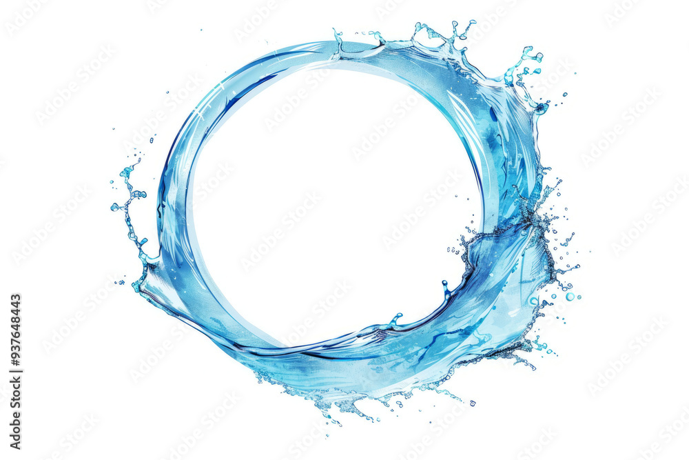 Dynamic splash of water in a circular shape, symbolizing freshness ...