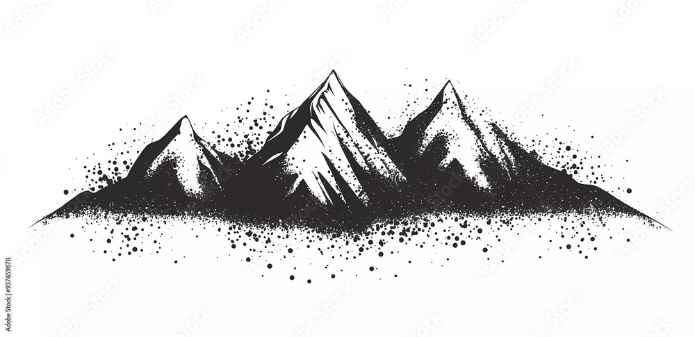 mountain range, vector graphics, simple line art, ink drawing, clipart ...