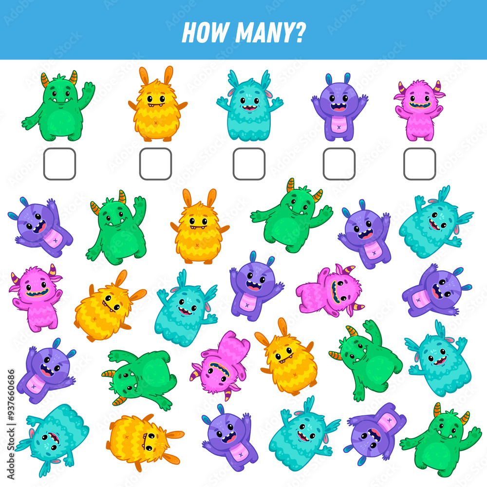 How many cartoon monsters are there. Count the number of funny monsters ...