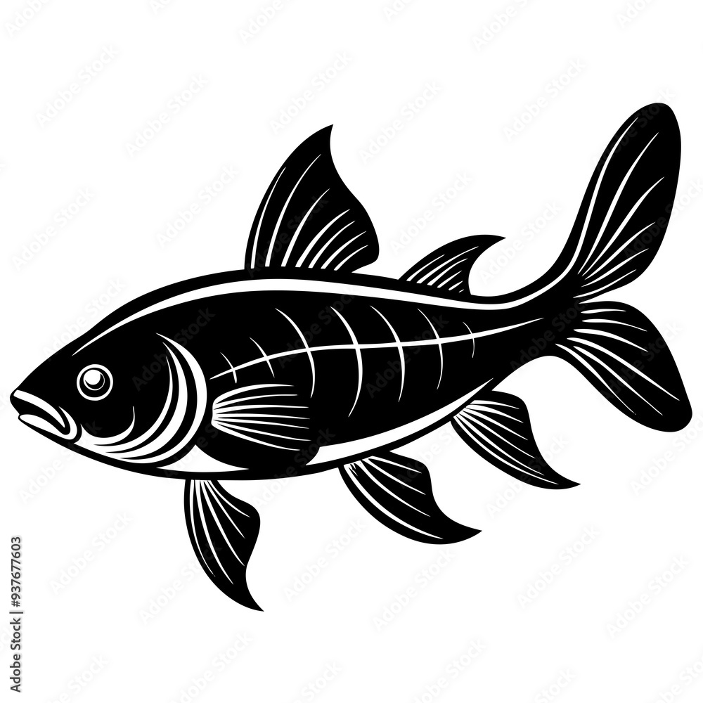 catla fish silhouette Vector Stock Vector | Adobe Stock