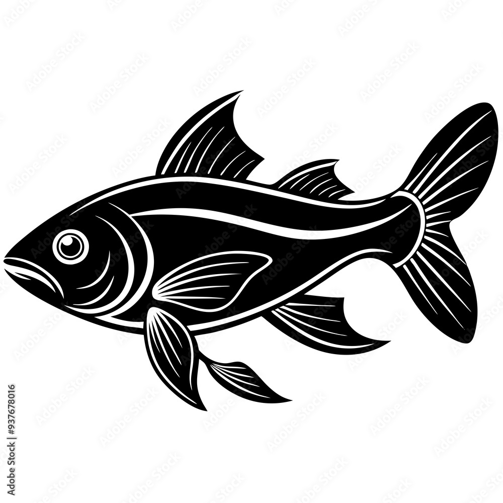 catla fish silhouette Vector Stock Vector | Adobe Stock