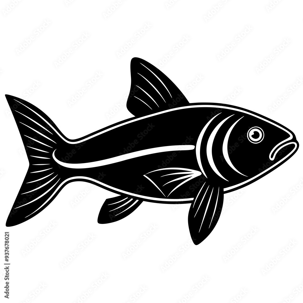 catla fish silhouette Vector Stock Vector | Adobe Stock