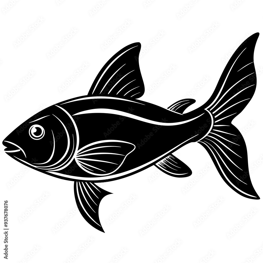 catla fish silhouette Vector Stock Vector | Adobe Stock