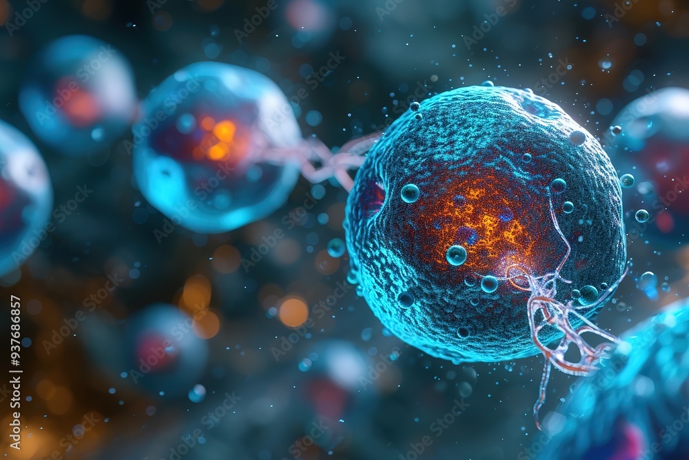 cellular therapy and regeneration, microscopic view of body cells ...