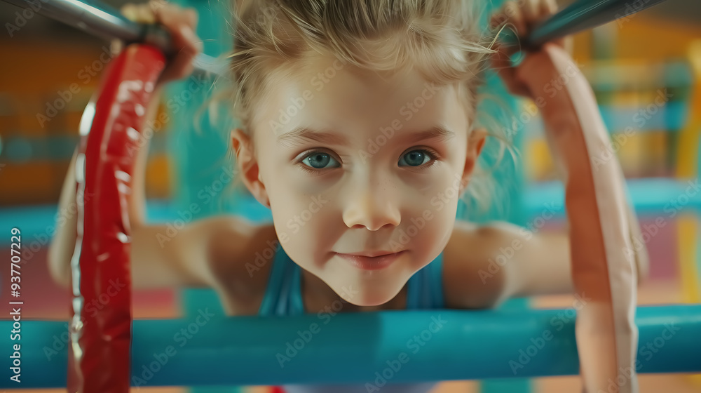 Beautiful Little Girl on Parallel Bars: Young girl performing ...