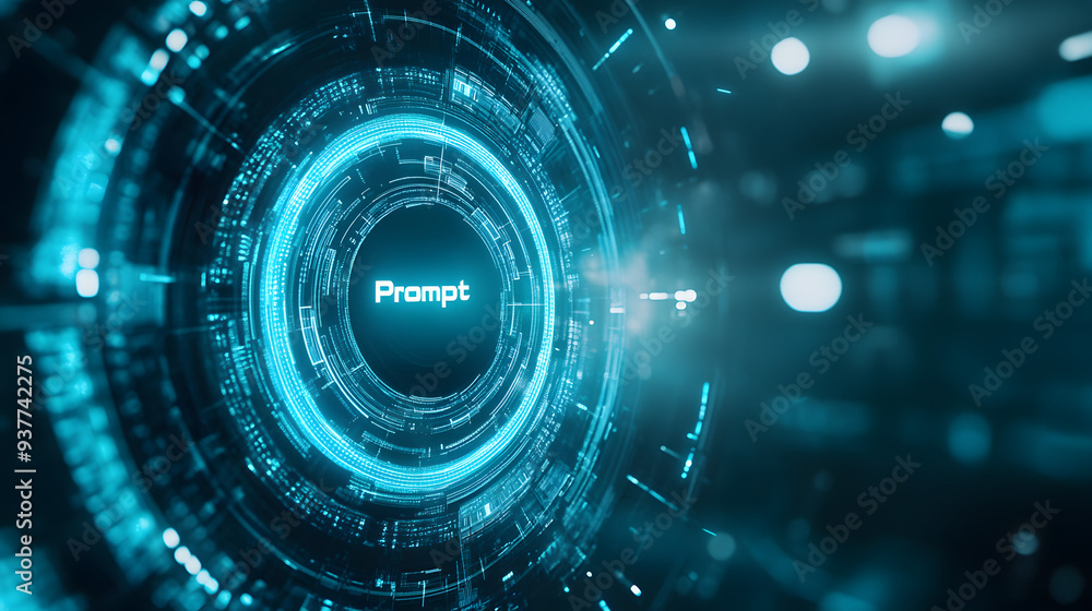 Futuristic AI prompt illustration. High-tech background concept ...