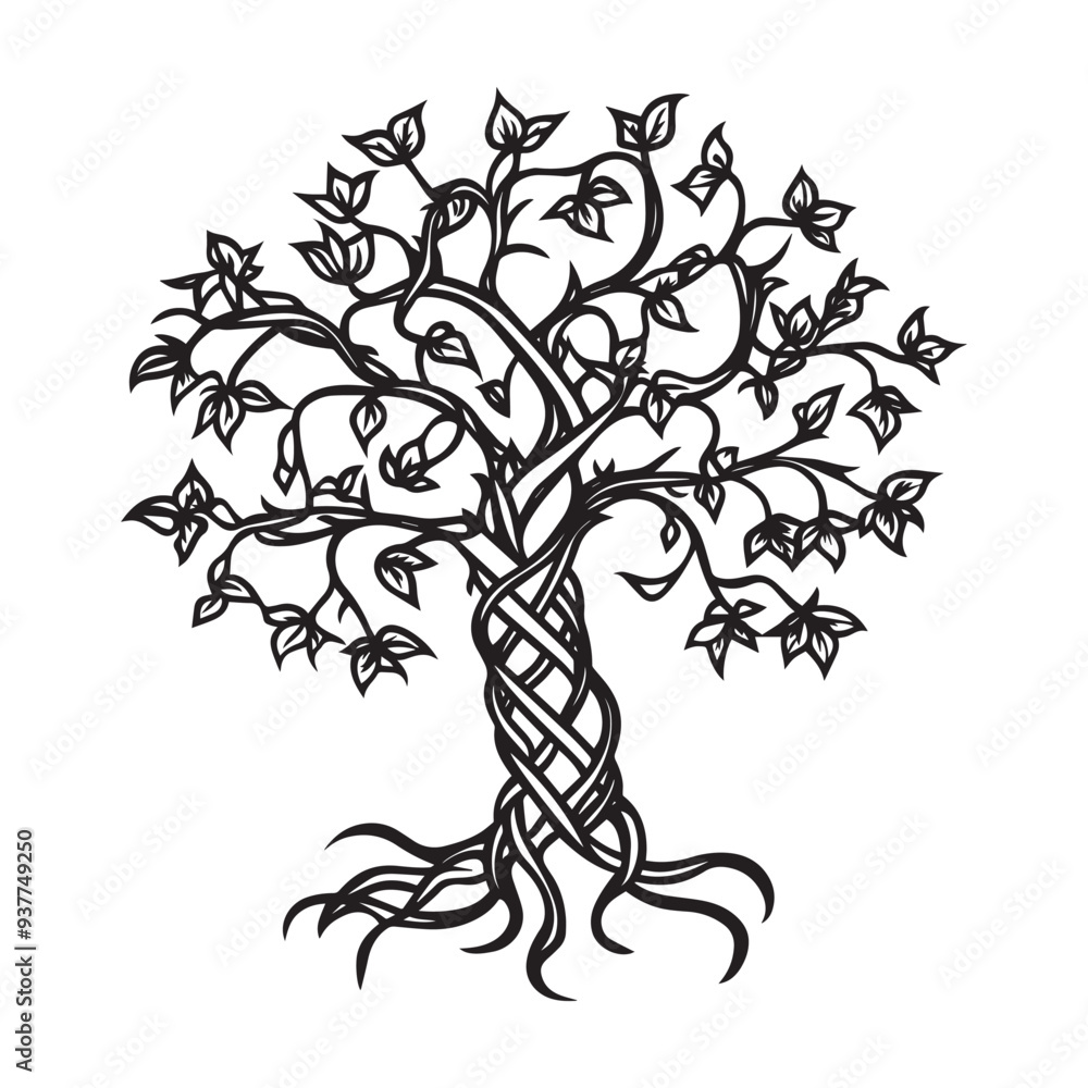 Celtic Tree of Life Clipart, Celtic Tree Silhouette - A Celtic Ivy of ...