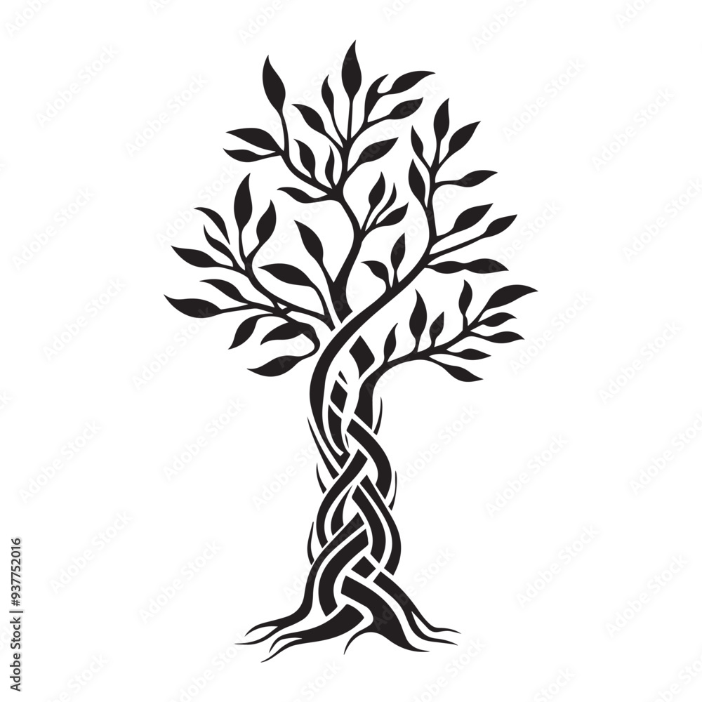 Celtic Tree of Life Clipart, Celtic Tree Silhouette - A Celtic Vine of ...