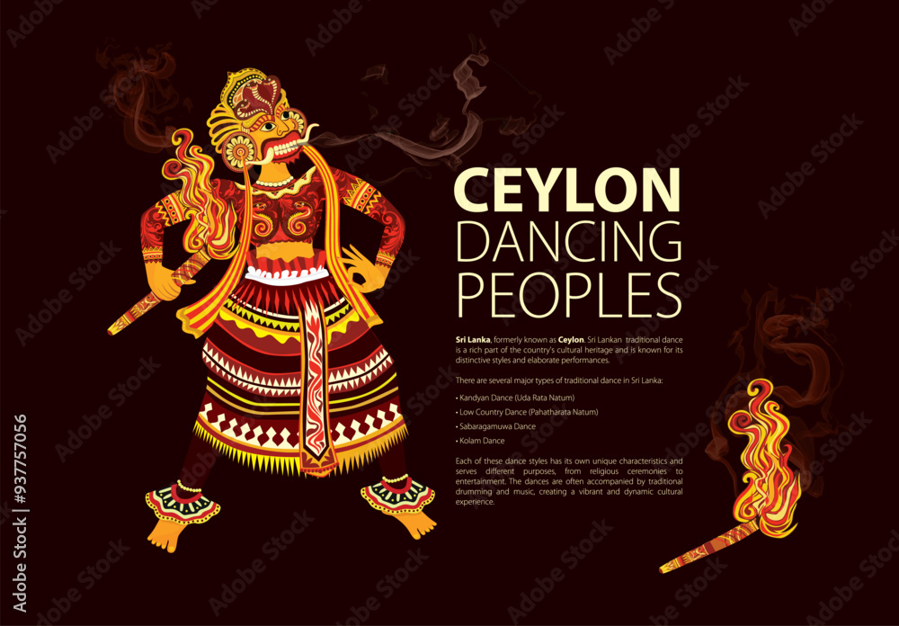 Sri Lankan (Ceylon) Traditional Dance. Sri Lankan Classical Dance, Vector illustration Stock ...
