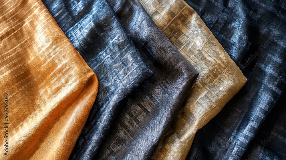 Luxury Fabric Swatches in Rich Colors and Textures - A close-up of ...