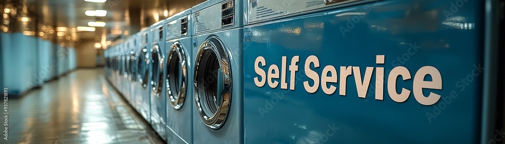 Busy Self Service Laundry Sign with Handwritten Text Style in Bright ...