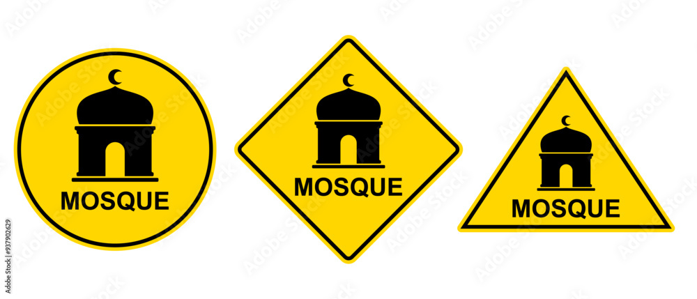 Collection of icons for mosque signs where Muslims pray. Editable and ...