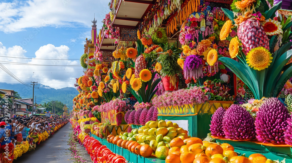 Kadayawan Festival in the Philippines decorated with flowers and fruits ...