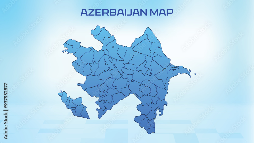 Blue detailed map of Azerbaijan with States administrative divisions ...