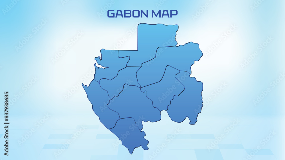 Blue detailed map of Gabon with States administrative divisions ...