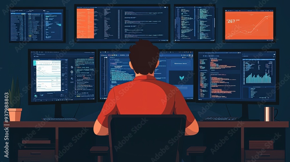 Multi-screen setup with global time zones, remote worker managing ...