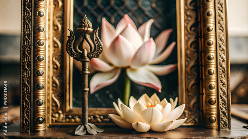 Trishul and Lotus Flower Frame concept as Vertical frame with a trishul ...