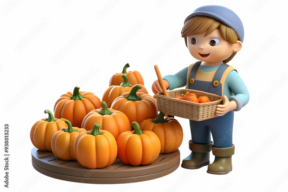 3D Candid Child Picking Out a Pumpkin concept as A candid shot of a ...