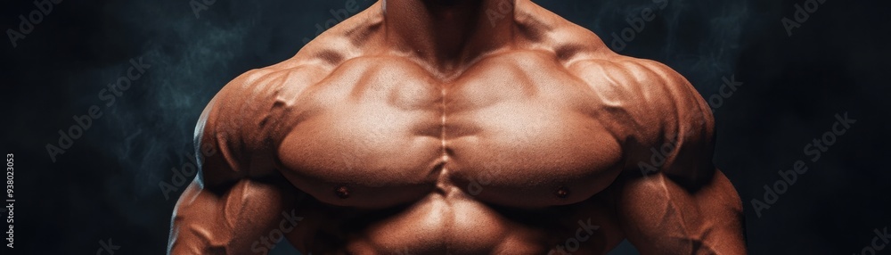 Muscular bodybuilder figure, focus on hypertrophy and muscle definition ...