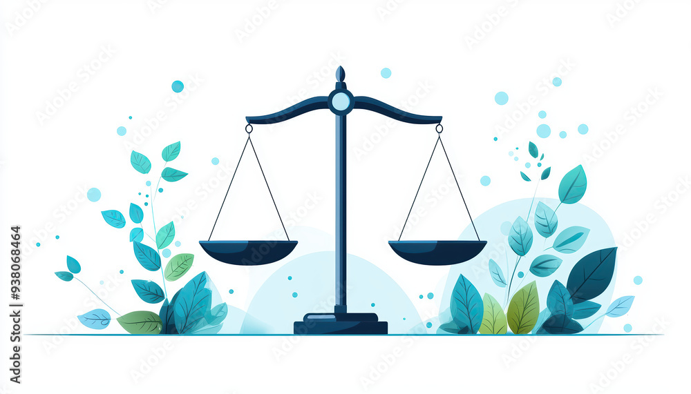 Balanced scales with gender symbols, gender equality in justice, flat ...