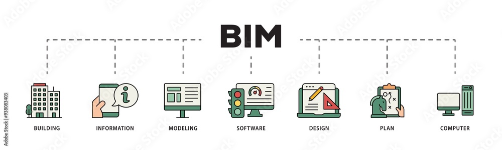 BIM icon infographic illustration concept with icon of building ...