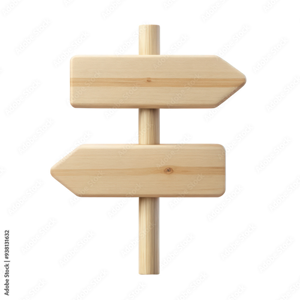 Wooden arrow signpost 3D illustration, featuring a minimalistic and ...