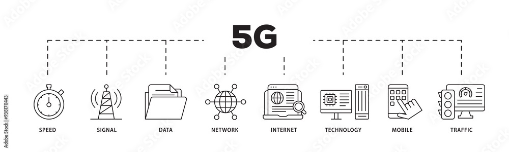 5G icon infographic illustration concept with icon of speed, signal ...
