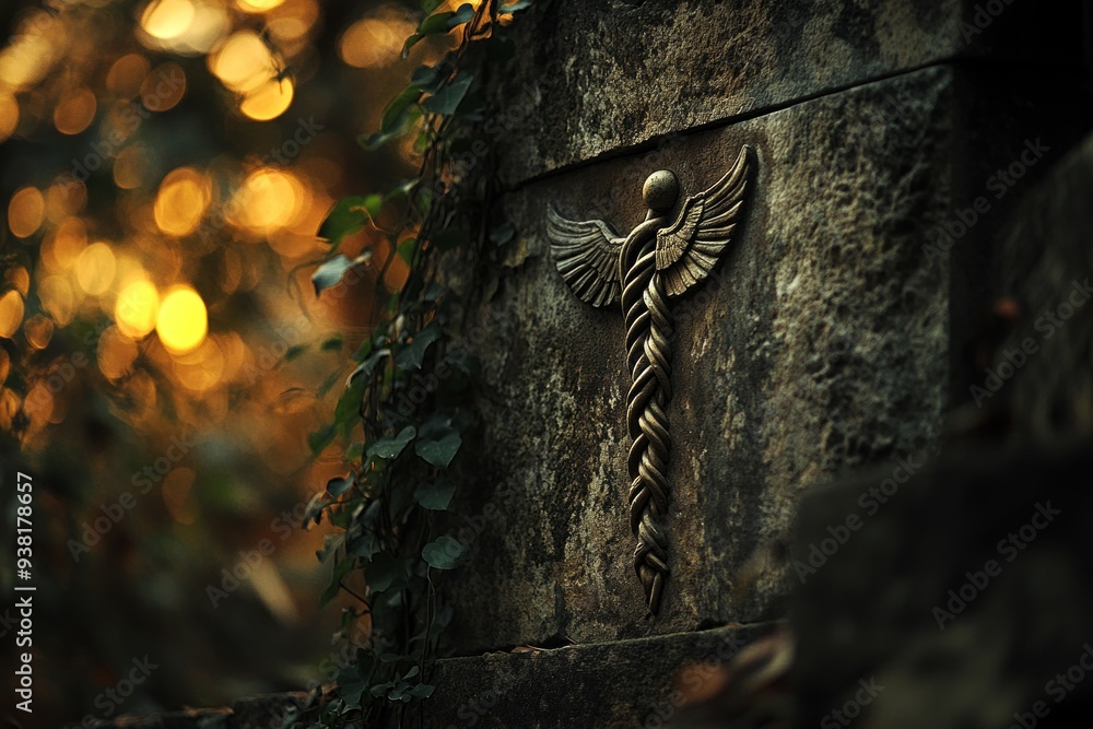 Serpent and Staff Caduceus Ancient Carving Various Hermeticism, Greek ...