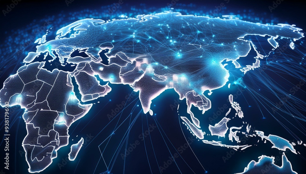 Detailed Digital Map of India s Cyber Network Pathways Showcasing Asia ...