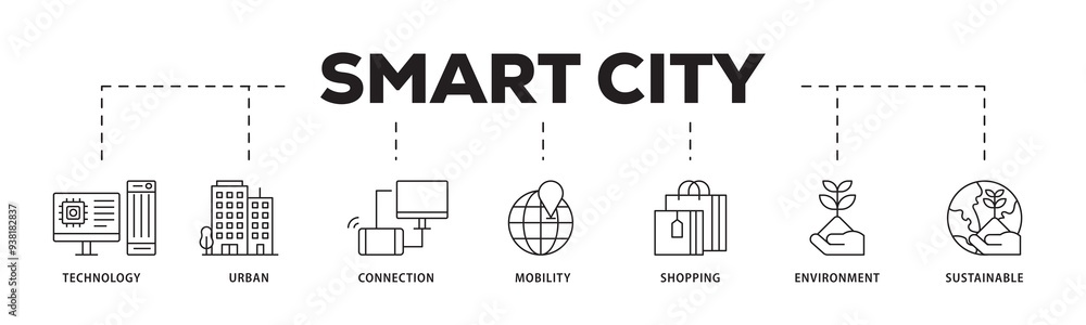 Smart city icon infographic illustration concept with icon of ...