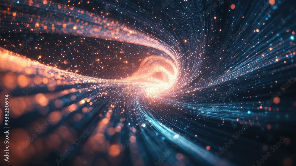 Space-time continuum concept with abstract lines stretching into a ...