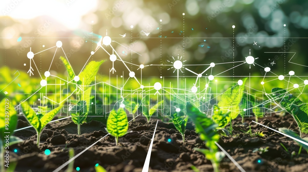 graphic illustrating the growth potential in agri-tech, with arrows and ...