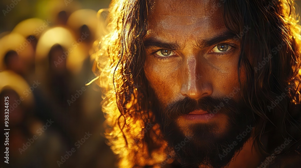 majestic portrayal of jesus christ soft halo glow compassionate ...