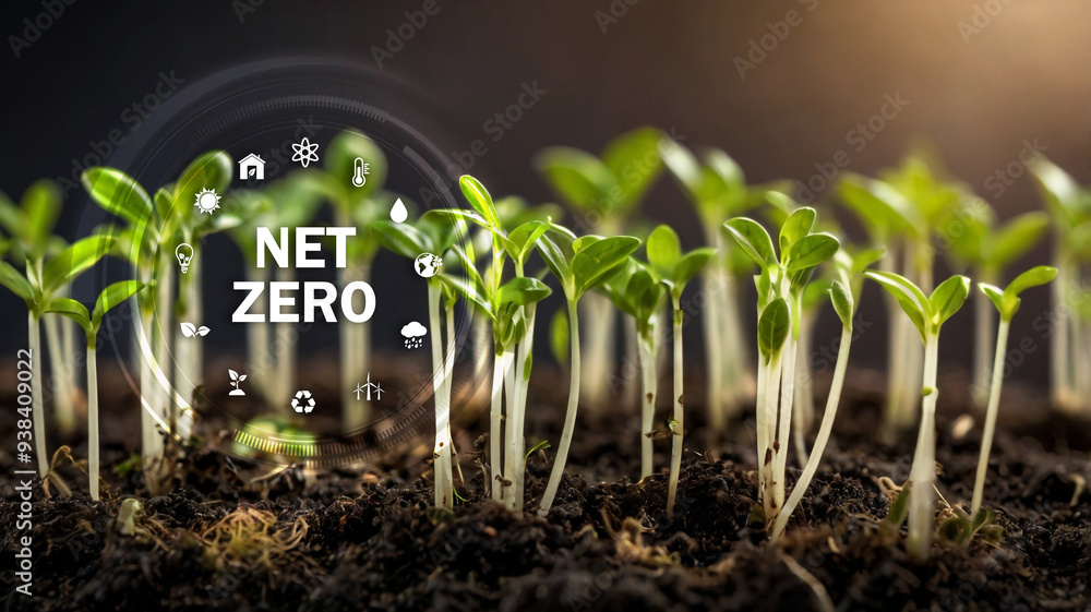 Net zero , carbon neutral concept. Net zero greenhouse gas emissions target 2050. Climate ...