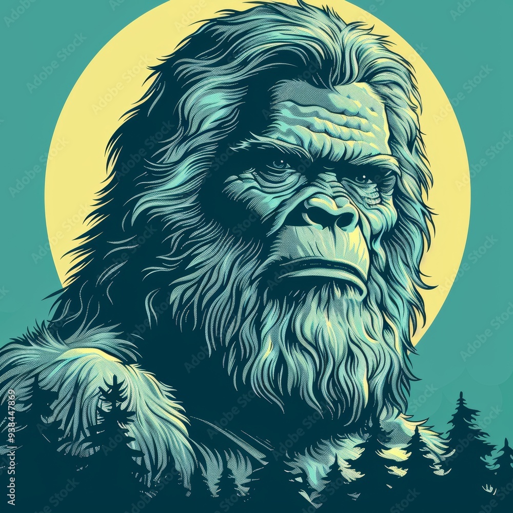 An Illustration Of Bigfoot A Legendary Ape Like Creature Rumored To