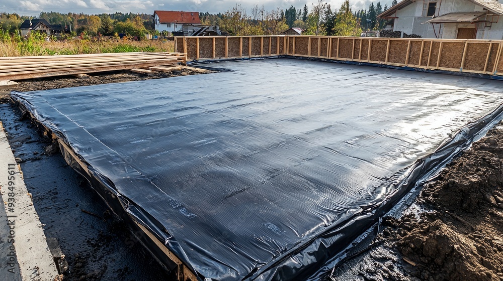 Waterproofing and insulation at construction site, waterproofing ...