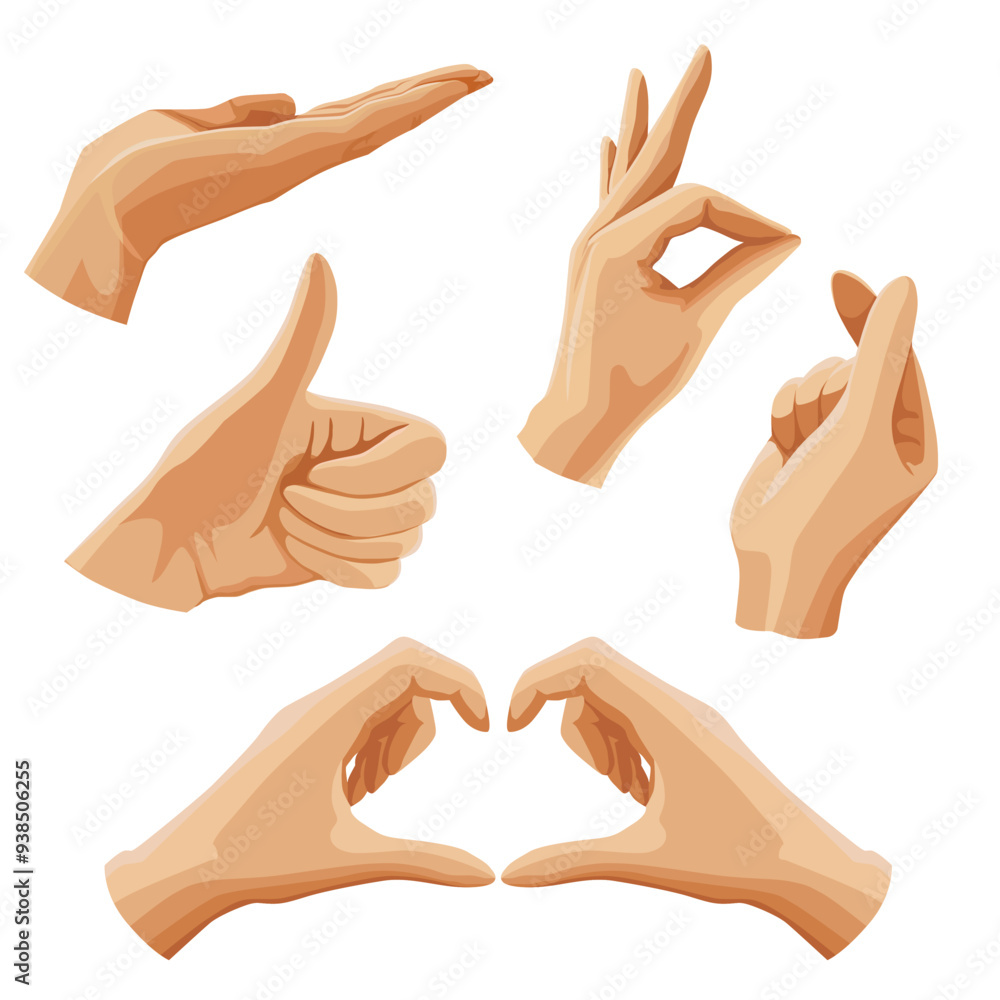 Vector set of human hand pointing emoticon gestures. Illustration ...