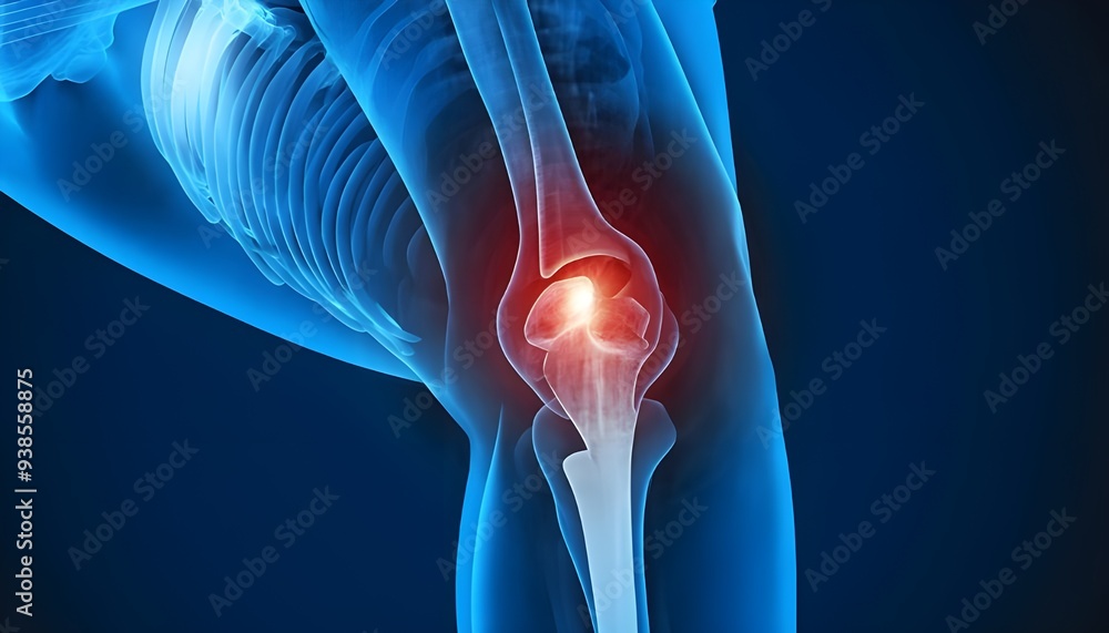 Blue 3d medical x-ray anatomy of the knee pain. Leg joint and bone ...